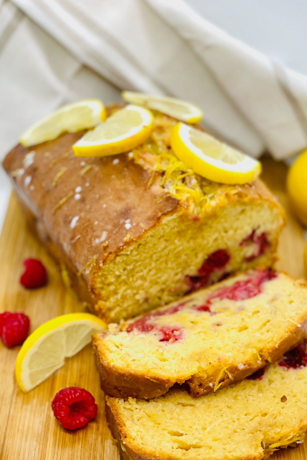 Light Lemon Raspberry Loaf with Maple Syrup